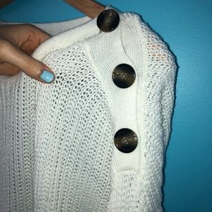 Time and Tru | Sweaters | White Knit Button Sweater Cozy Fall Winter ...